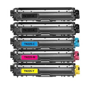 Calitoner Compatible Laser Toner Cartridges Replacement Brother TN221 TN225 for Brother MFC-9130CW, MFC-9330CDW, MFC-9340CDW, HL-3140CW, HL-3170CDW Printer- (5 Pack)