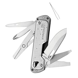 leatherman, free t4 multitool and edc knife with magnetic locking and one hand accessible, made in the usa, stainless