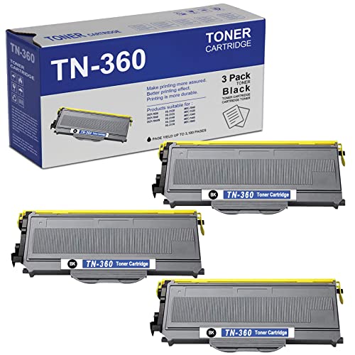 Feromyink Compatible TN360 TN-360 Toner Cartridge Replacement for Brother DCP-7030 7045N HL-2120 2140 2150 2150N MFC-7040 7340 7345DN 7345N 7440 7440N 7840W Printer (Black,3-Pack)