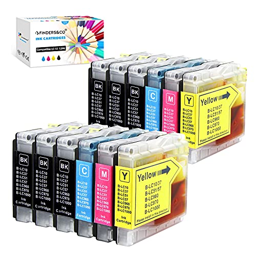 F FINDERS&CO LC51 Ink Cartridges Replacement for LC-51 Series Ink Work with Brother DCP-130C DCP-330C DCP-350C MFC-240C MFC-440CN MFC-685CW MFC-465CN MFC-665CW Printer (6BK 2C 2M 2Y, 12-Pack)