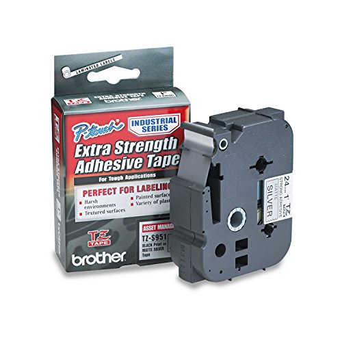 Brother Adhesive Tape 1 -Inch, Black on M.Silver (TZS951)