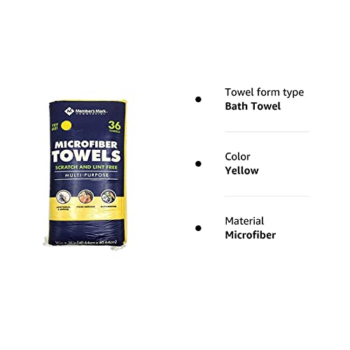 Member Mark Premium Microfiber Cleaning Towels 36 Count (Choose Color) (Yellow)