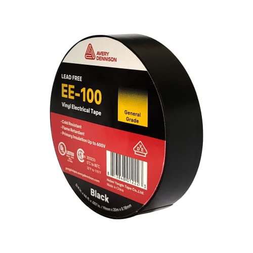 Avery Dennison General Use Vinyl Electrical Tape, EE-100, ¾ in x 66 ft, Black, 1 roll