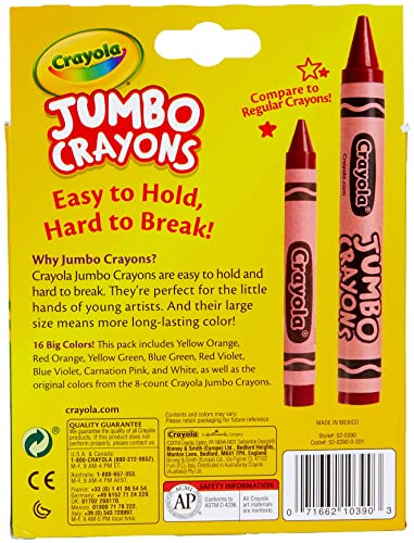 Crayola Jumbo Crayons, Assorted Colors, Great Toddler Crayons, 16 Count