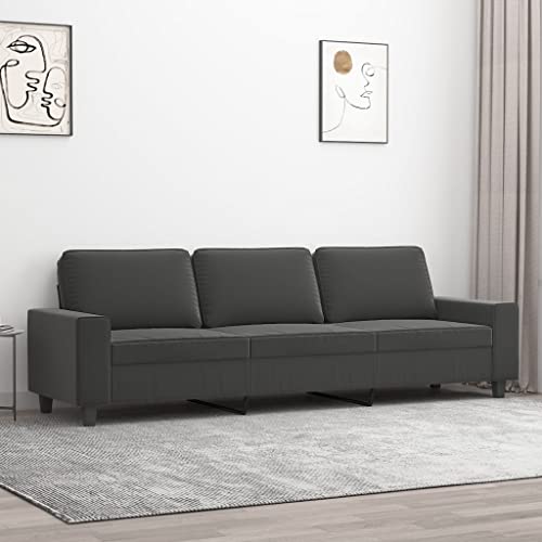 vidaXL 3-Seater Sofa Dark Gray 82.7" Microfiber Fabric