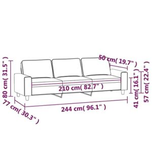 vidaXL 3-Seater Sofa Dark Gray 82.7" Microfiber Fabric