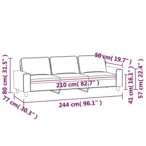 vidaXL 3-Seater Sofa Dark Gray 82.7" Microfiber Fabric