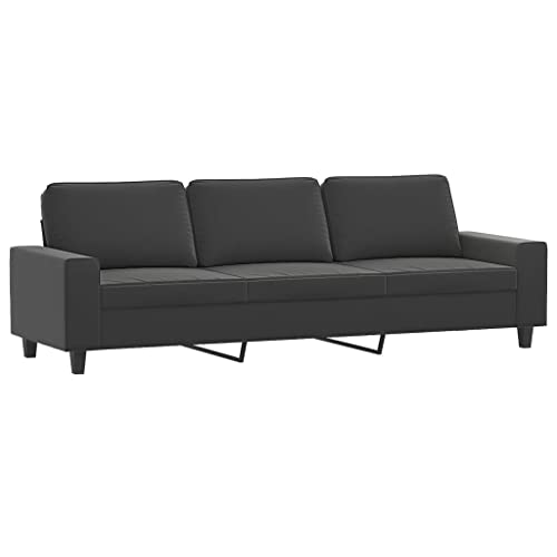 vidaXL 3-Seater Sofa Dark Gray 82.7" Microfiber Fabric