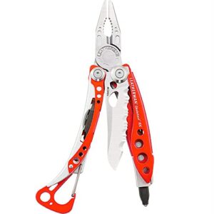 leatherman, skeletool rx multitool with serrated knife and glass breaker, red