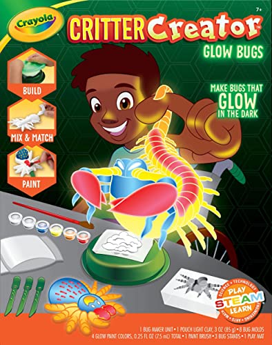 Crayola Glow in The Dark Clay Art Kit with Paints, Bug Molds, Gift for Kids, Ages 7, 8, 9, 10