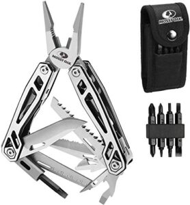 mossy oak multitool, 21-in-1 stainless steel multi tool pocket knife with screwdriver sleeve, self-locking multitool pliers with sheath-perfect for outdoor, survival, camping, hiking, simple repair