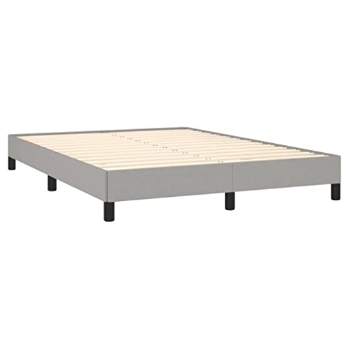 vidaXL Bed Frame Home Indoor Bedroom Bed Accessory Wooden Upholstered Double Bed Base Furniture Light Gray 59.8"x79.9" Queen Fabric