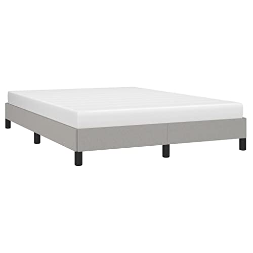 vidaXL Bed Frame Home Indoor Bedroom Bed Accessory Wooden Upholstered Double Bed Base Furniture Light Gray 59.8"x79.9" Queen Fabric