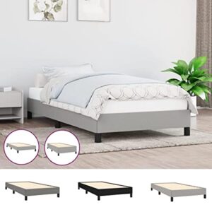 vidaXL Bed Frame Home Indoor Bedroom Bed Accessory Wooden Upholstered Double Bed Base Furniture Light Gray 59.8"x79.9" Queen Fabric