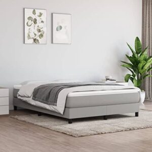 vidaxl box spring bed frame home indoor bedroom bed accessory wooden upholstered double bed base furniture light gray 59.8″x79.9″ queen fabric