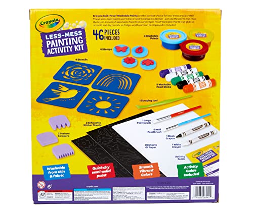 Crayola Less Mess Painting Activity Kit (46pcs), Kids Art Set, Washable Kids Paints, Gifts for Kids, Ages 4+