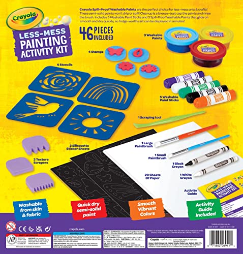 Crayola Less Mess Painting Activity Kit (46pcs), Kids Art Set, Washable Kids Paints, Gifts for Kids, Ages 4+