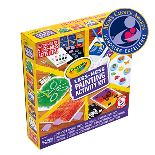 Crayola Less Mess Painting Activity Kit (46pcs), Kids Art Set, Washable Kids Paints, Gifts for Kids, Ages 4+