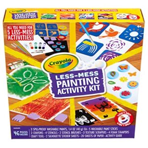 Crayola Less Mess Painting Activity Kit (46pcs), Kids Art Set, Washable Kids Paints, Gifts for Kids, Ages 4+