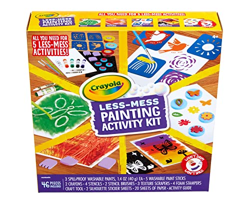 Crayola Less Mess Painting Activity Kit (46pcs), Kids Art Set, Washable Kids Paints, Gifts for Kids, Ages 4+