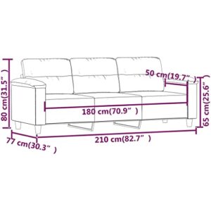 vidaXL 3-Seater Sofa Dark Gray 70.9" Microfiber Fabric