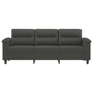 vidaXL 3-Seater Sofa Dark Gray 70.9" Microfiber Fabric