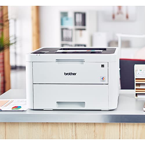 Brother HL-L32 30CDW Compact Digital Color Laser Printer, LCD, 25ppm, 250-sheet, with Wireless and Duplex Printing, Durlyfish USB Printer Cable