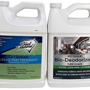 Black Diamond Stoneworks GET SERIOUS Grease Trap Treatment and Odor Control 1-G AND Restaurant Bio-Deodorizing Floor Cleaner Heavy Duty Commercial Concentrated Enzyme Degreaser, Odor Eliminator 1-G