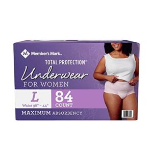 members mark total protection underwear for women, large (84 count)