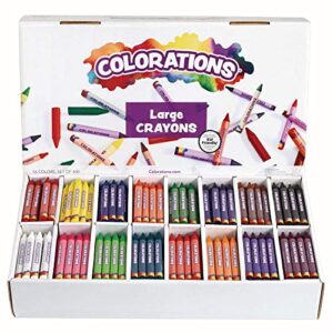 colorations® large crayon classpack, school supplies, 16 colors, 25 of each, set of 400, large size easier to hold & draw, crayons glide easily, non toxic crayons, kids crayons, school supplies