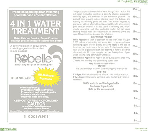 Robelle 2430 4-in-1 Water Treatment/Clarifier for Swimming Pools, 1-Quart