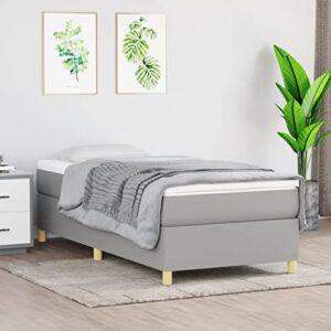 vidaxl box spring bed with mattress home bedroom mattress pad single bed frame base foam topper furniture light gray 39.4″x79.9″ twin xl fabric