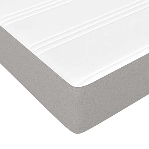 vidaXL Box Spring Bed with Mattress Home Bedroom Mattress Pad Single Bed Frame Base Foam Topper Furniture Light Gray 39.4"x79.9" Twin XL Fabric