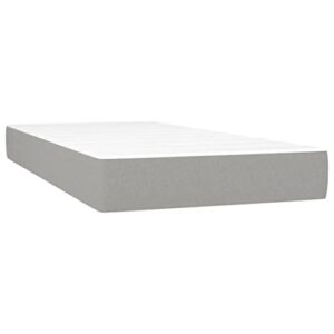 vidaXL Box Spring Bed with Mattress Home Bedroom Mattress Pad Single Bed Frame Base Foam Topper Furniture Light Gray 39.4"x79.9" Twin XL Fabric