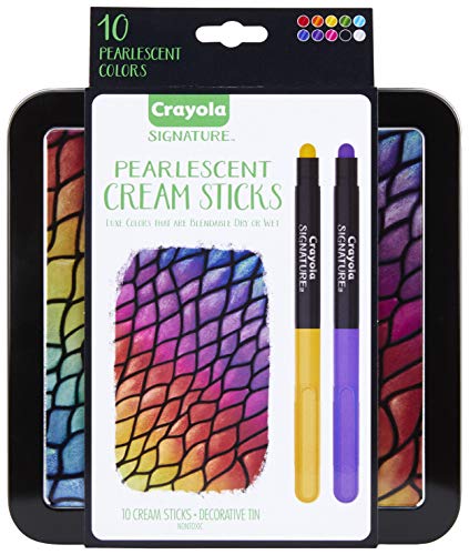 Crayola Pearlescent Cream Sticks & Case, Oil Pastel Alternative, Gift Set, 10 Count