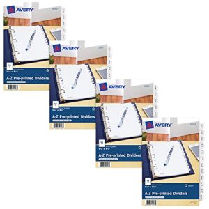 avery a-z dividers, 12-tab sets, 8-1/2″ x 5-1/2″, 4 binder divider sets (43131)