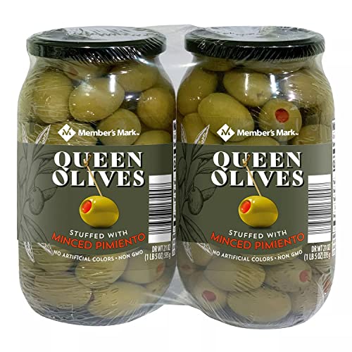 Member's Mark Queen Olives stuffed with Minced Pimiento, 21 Ounce (Pack of 2)