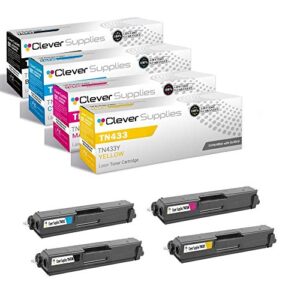 cs compatible toner cartridge replacement for brother tn433 tn433bk black tn433c cyan tn433m magenta tn433y yellowhl-l8260cdw, hl-l8360cdw, hl-l8360cdwt, hl-l9310cdw toner cartridge 4 color set