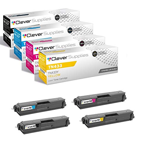 CS Compatible Toner Cartridge Replacement for Brother TN433 TN433BK Black TN433C Cyan TN433M Magenta TN433Y YellowHL-L8260CDW, HL-L8360CDW, HL-L8360CDWT, HL-L9310CDW Toner Cartridge 4 Color Set