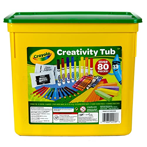 Crayola Creativity Tub, Arts and Crafts, Over 80 Tools, Crayons & Markers, Gifts for Kids