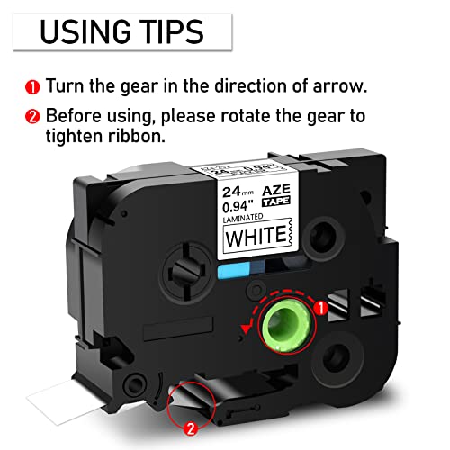 GREENCYCLE 24mm (0.94") Label Tape Compatible for Brother AZE TZe 251 Black on White Clear Red Blue Yellow Green for P Touch PT-D600 D600VP PTP750W PT-P900W PT2730VP 2430PC PT-P710BT PTH500LI (6 Pack)