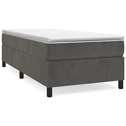 vidaXL Box Spring Bed Frame Home Indoor Bed Accessory Bedroom Upholstered Single Bed Base Furniture Dark Gray 39.4"x79.9" Twin XL Velvet