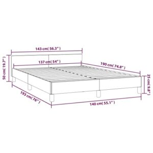 vidaXL Bed Frame with Headboard Home Indoor Bed Accessory Bedroom Upholstered Double Bed Base Furniture Light Gray 53.9"x74.8" Full Velvet