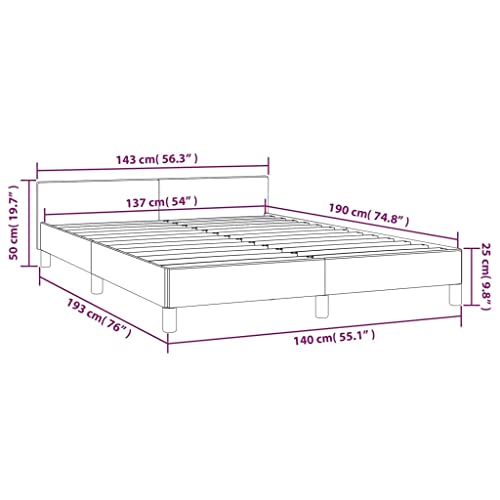 vidaXL Bed Frame with Headboard Home Indoor Bed Accessory Bedroom Upholstered Double Bed Base Furniture Light Gray 53.9"x74.8" Full Velvet