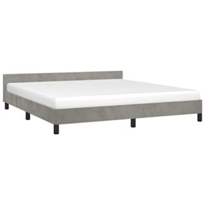 vidaxl bed frame with headboard home indoor bed accessory bedroom upholstered double bed base furniture light gray 72″x83.9″ california king velvet