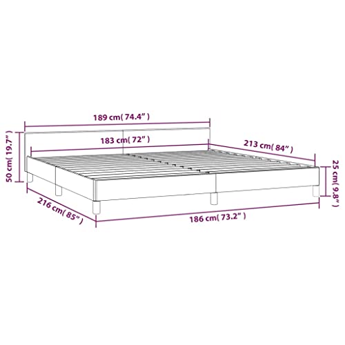 vidaXL Bed Frame with Headboard Home Indoor Bed Accessory Bedroom Upholstered Double Bed Base Furniture Light Gray 72"x83.9" California King Velvet