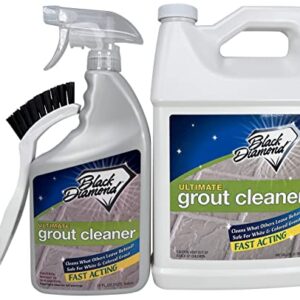 Black Diamond Stoneworks ULTIMATE GROUT CLEANER: Best Cleaner for Tile, Ceramic, Porcelain, Marble Acid-free Safe Deep Cleaner & Stain Remover for Even the Dirtiest Grout. (1-Quart/1-Brush/ 1-Gallon)