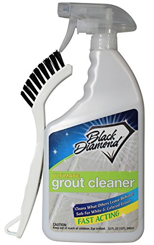 Black Diamond Stoneworks ULTIMATE GROUT CLEANER: Best Cleaner for Tile, Ceramic, Porcelain, Marble Acid-free Safe Deep Cleaner & Stain Remover for Even the Dirtiest Grout. (1-Quart/1-Brush/ 1-Gallon)