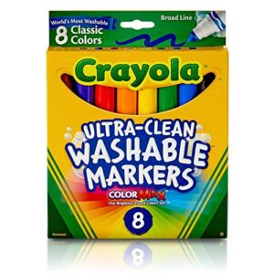 crayola ultra-clean washable markers, broad line, 8 count