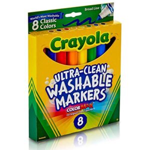 Crayola Ultra-Clean Washable Markers, Broad Line, 8 Count